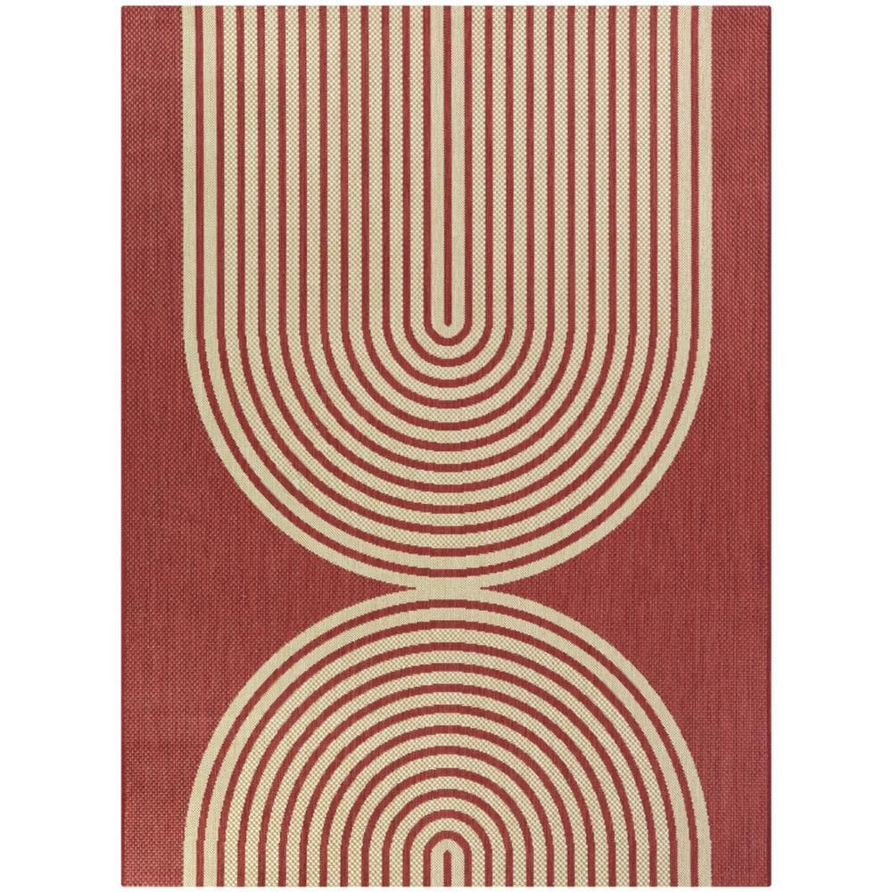 BALTA Cerise Red 5 ft. 3 in. x 7 ft. Geometric Indoor/Outdoor Area Rug ...