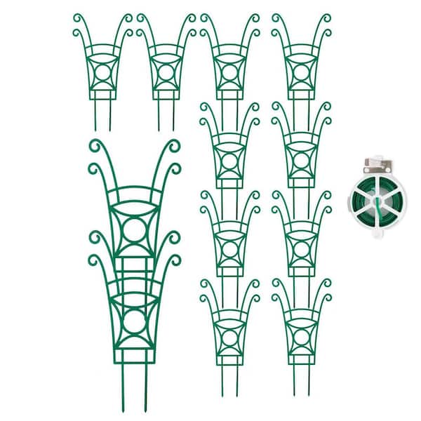 SenQWFa 14.17 in. Plastic Stackable Plant Trellis Green Set Supports ...