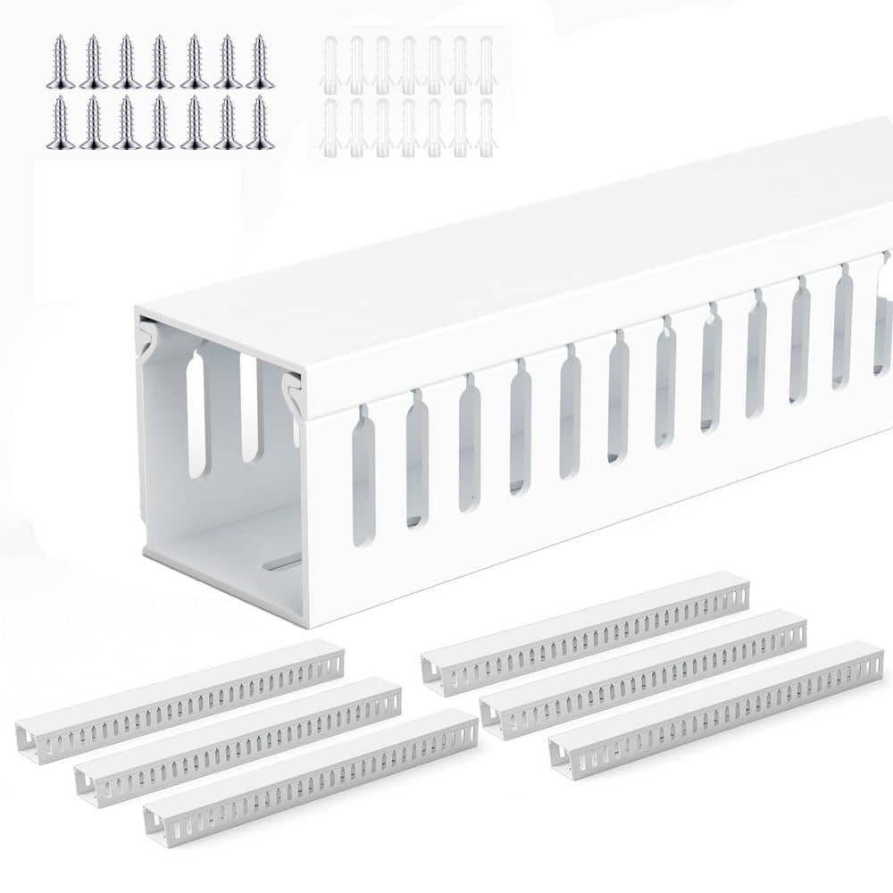 Yichuhaoxi 6 in. x 15.7 in. Cable Management Cable Raceway White 6-Pack ...