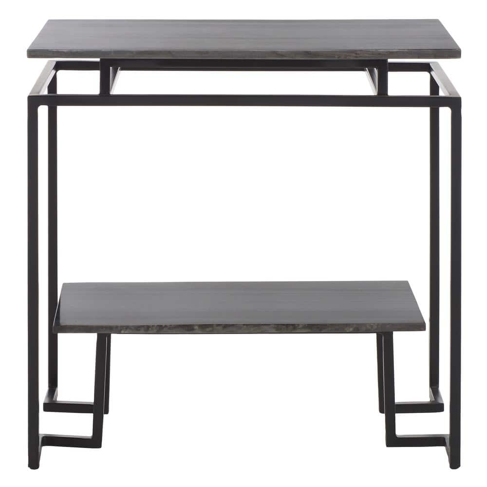 SAFAVIEH Guernica 24 in. Gray/Black Rectangle Metal End Table with ...