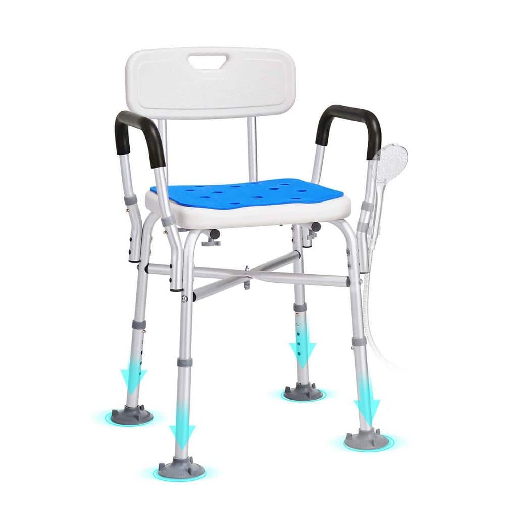 SVOPES Adjustable Shower Chair with Padded Arms Reinforced CrossBar ...
