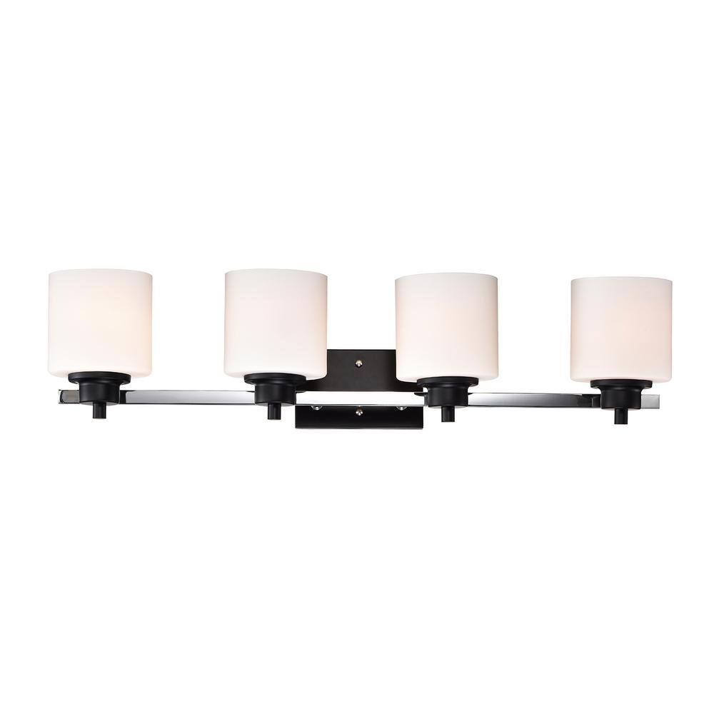 Edvivi 33.25 in. 4-Light Black and Chrome Finish Vanity Light with ...