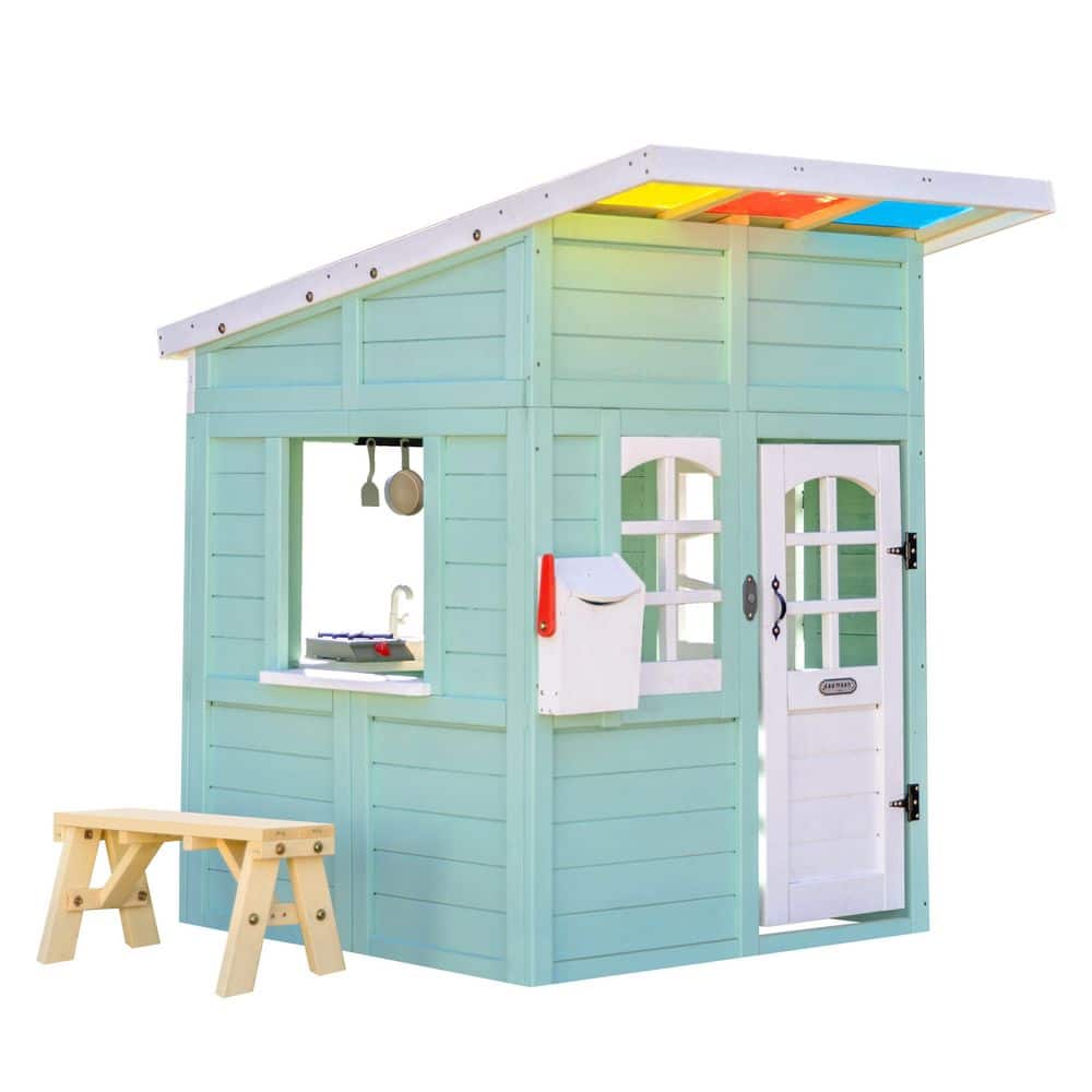 Teamson Kids 58.66 in. x 65.75 in. Rainbow Shade Wooden Outdoor ...