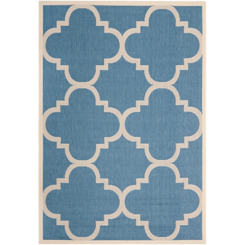 SAFAVIEH Courtyard Blue/Beige 5 ft. x 8 ft. Geometric Indoor/Outdoor ...