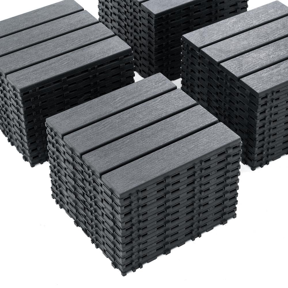 YOFE Indoor and Outdoor 1 ft. x 1 ft. Plastic Interlocking Deck Tiles ...