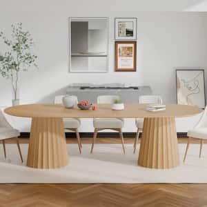 Dovelina Kathleen Walnut Color Wood 4 Legs Base 79 in. x 40 in. Oval ...