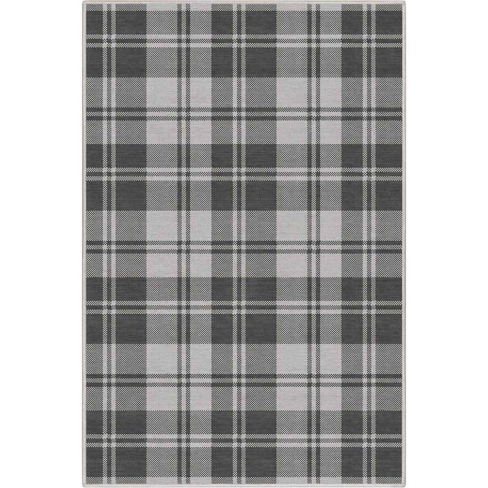 Well Woven Dark Grey 3 ft. 3 in. x 5 ft. Apollo Plaid Farmhouse ...