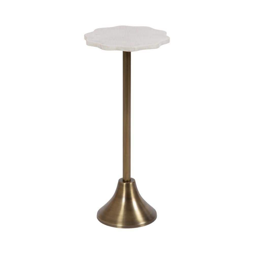 Kate and Laurel Sanzo 10 in. Gold Scalloped Marble End Table 226993 ...