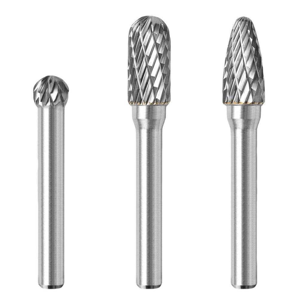 MYWISH 1/4 in. Tungsten Carbide Rotary Bit, Double-Cut Carbide Burr Set ...