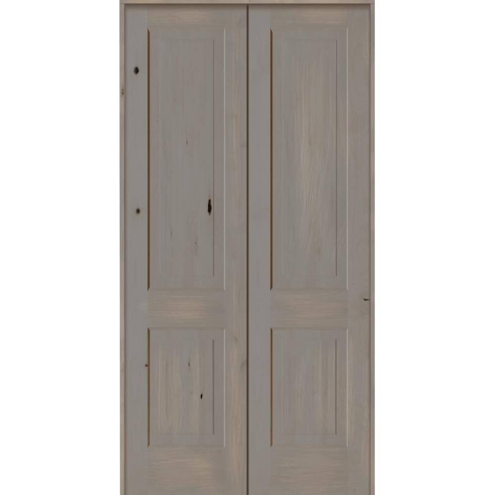 Krosswood Doors 48 in. x 96 in. Rustic Knotty Alder 2-Panel Universal ...