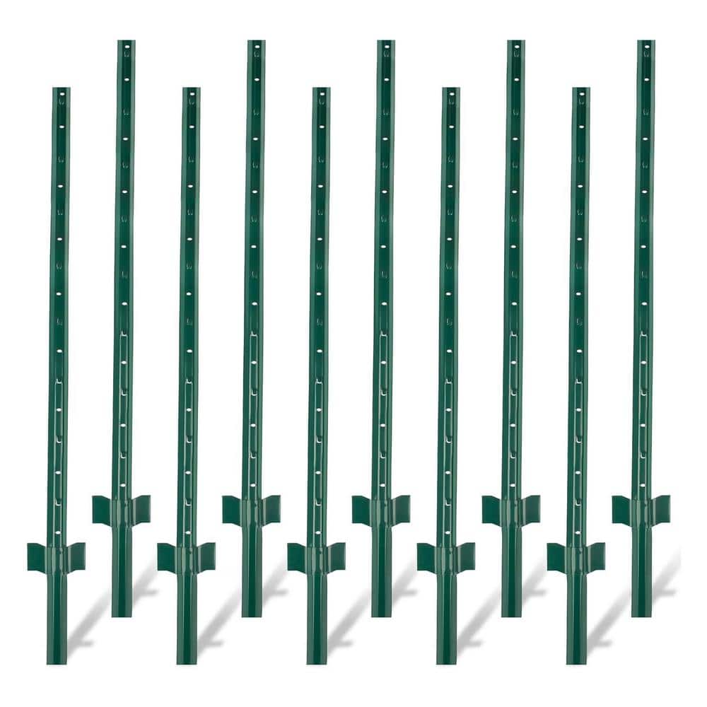 ATENGNES 5 ft. Heavy Duty Green Metal U-Channel Steel Fence Posts for ...