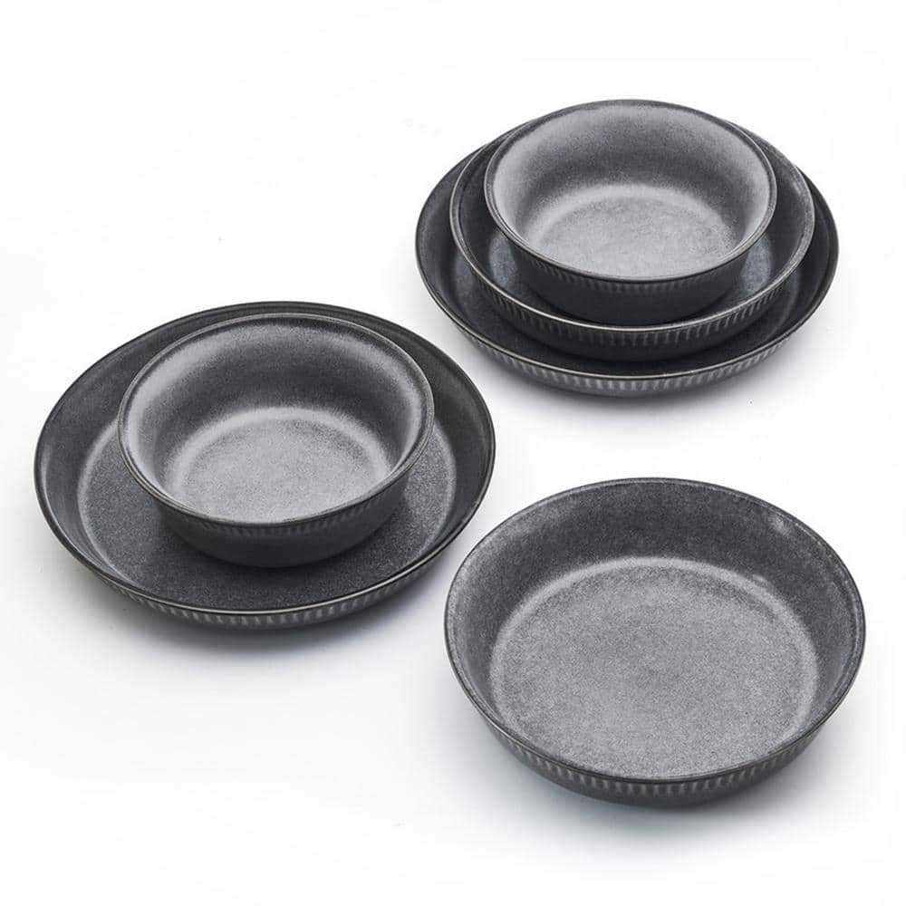 Pfaltzgraff 6-Piece Slate Amara Gray Dinnerware Bowl Set, Stoneware ...