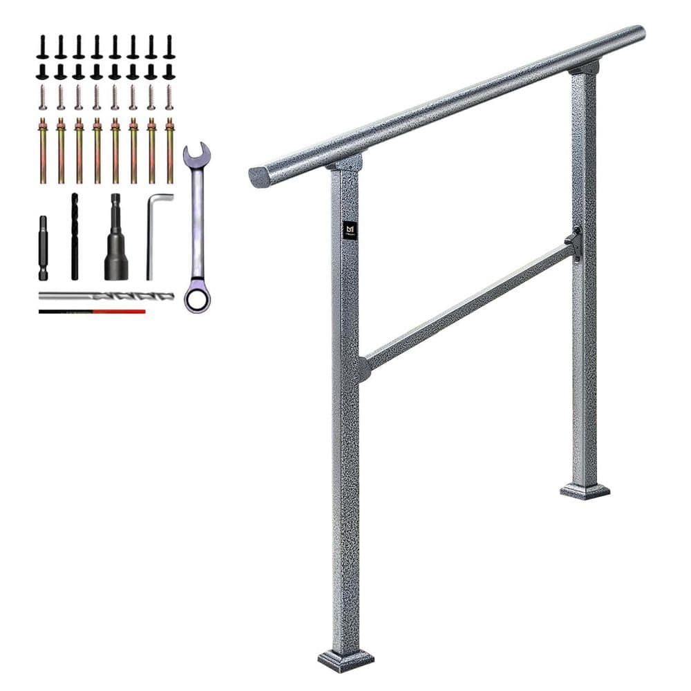 Afoxsos Adjustable Galvanized Steel Handrail for Outdoor Steps with ...