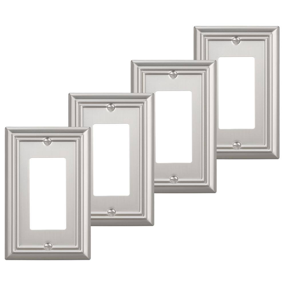 DEWENWILS 1-Gang Satin Nickel Decorator/Rocker Metal Wall Plates(4-Pack ...