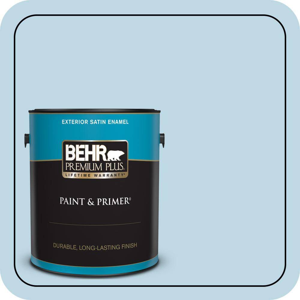 BEHR PREMIUM PLUS 1 gal. #M500-1 Tinted Ice Satin Enamel Exterior Paint ...