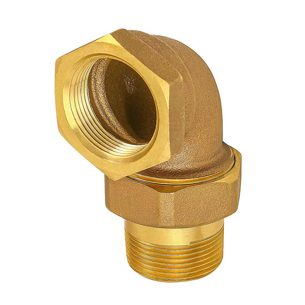 PLUMBFLEX 1-1/4 in. Brass IPS Threaded Union Elbow, Includes Nut and ...