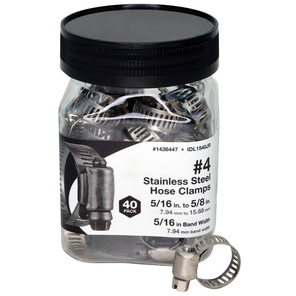 Apollo 3/8 in.-5/8 in. Stainless Steel Hose Clamp Jar -No. 4 (40-Pack ...