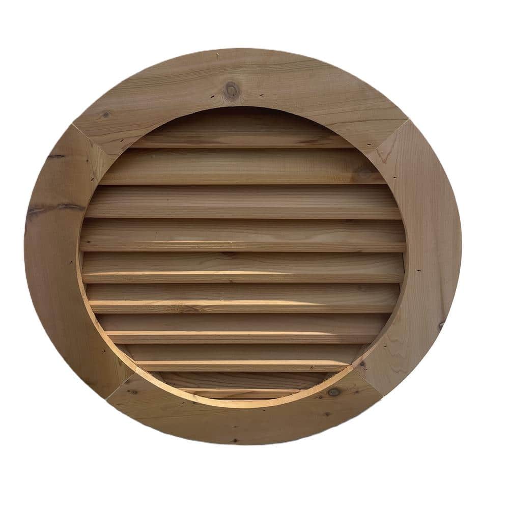 Al's Millworks 24 in. x 24 in. Round Cedar Wood Built-in Screen Vent ...