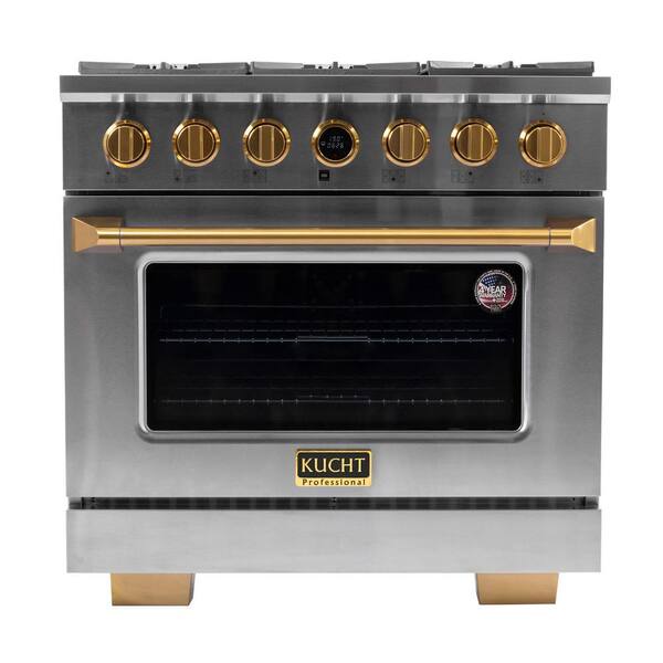 Kucht 36 in. 5.2 cu.ft. 6-Burners Dual Fuel Range Natural Gas in ...