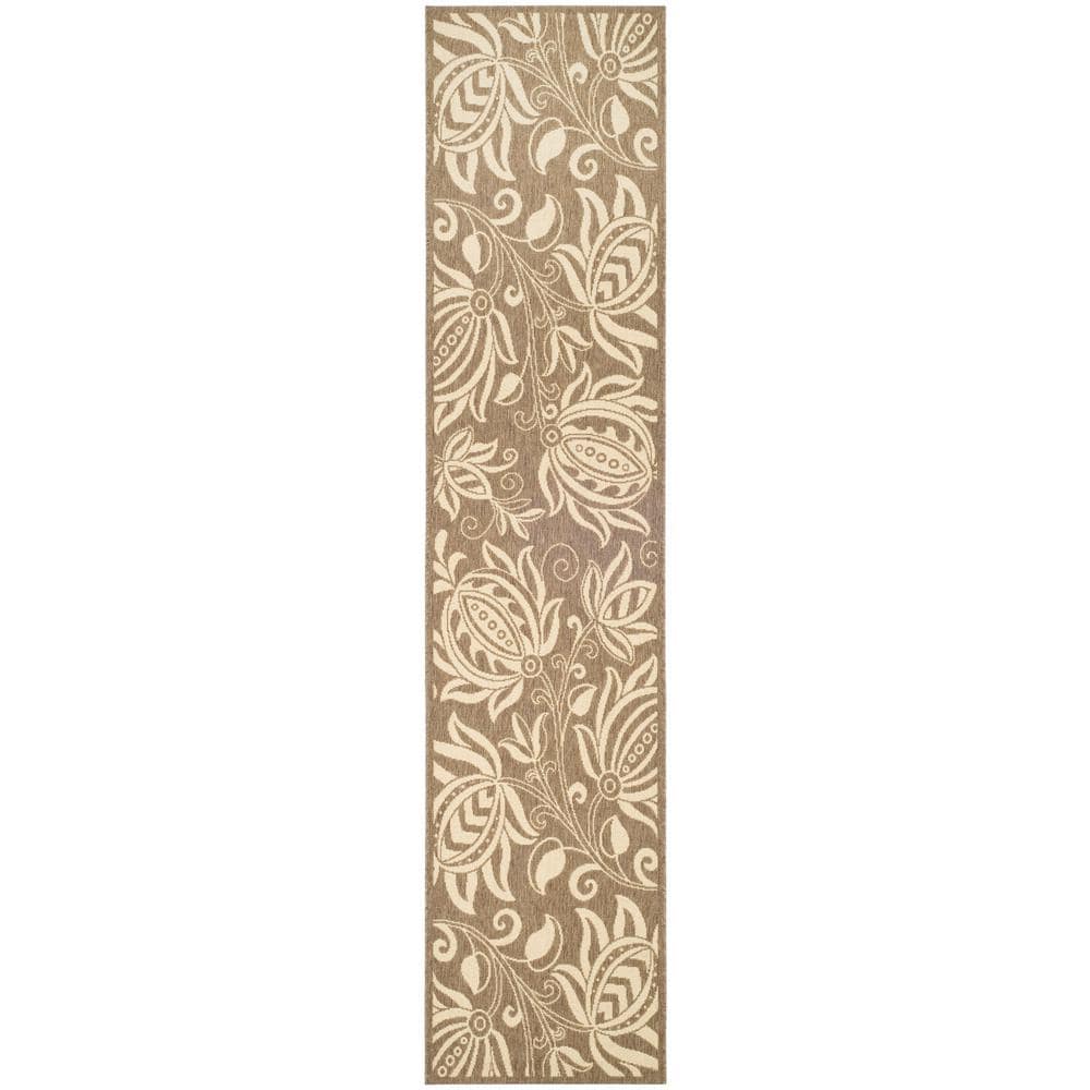 SAFAVIEH Courtyard Brown/Natural 2 ft. x 12 ft. Border Indoor/Outdoor ...