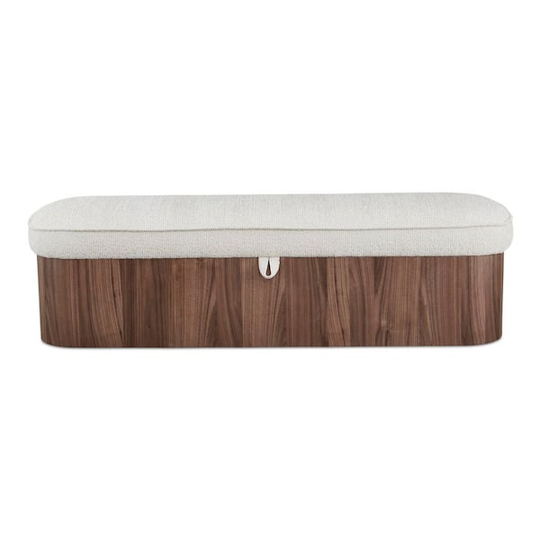 NADAAL STUDIOS Clarisse 60.5 in. Walnut Bedroom Bench Backless with ...