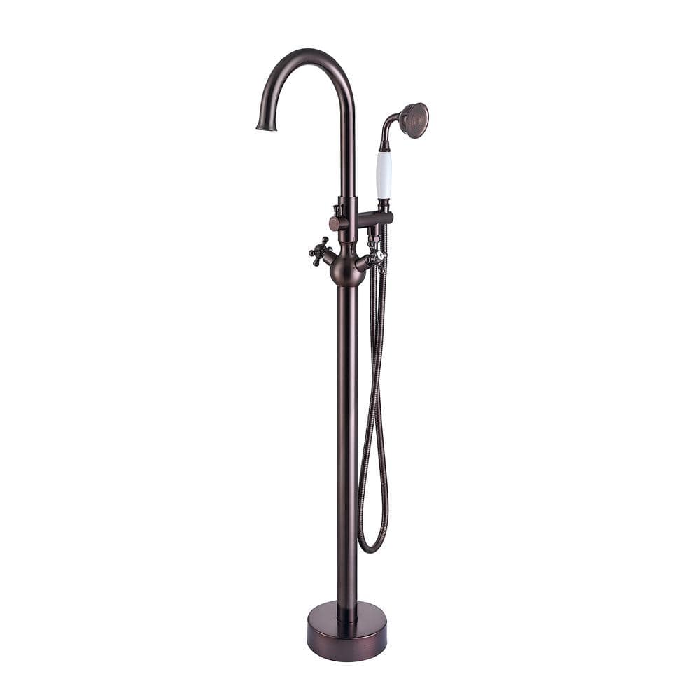 Satico 2-Handle Freestanding Tub Faucet with Round Hand Shower in Oil ...