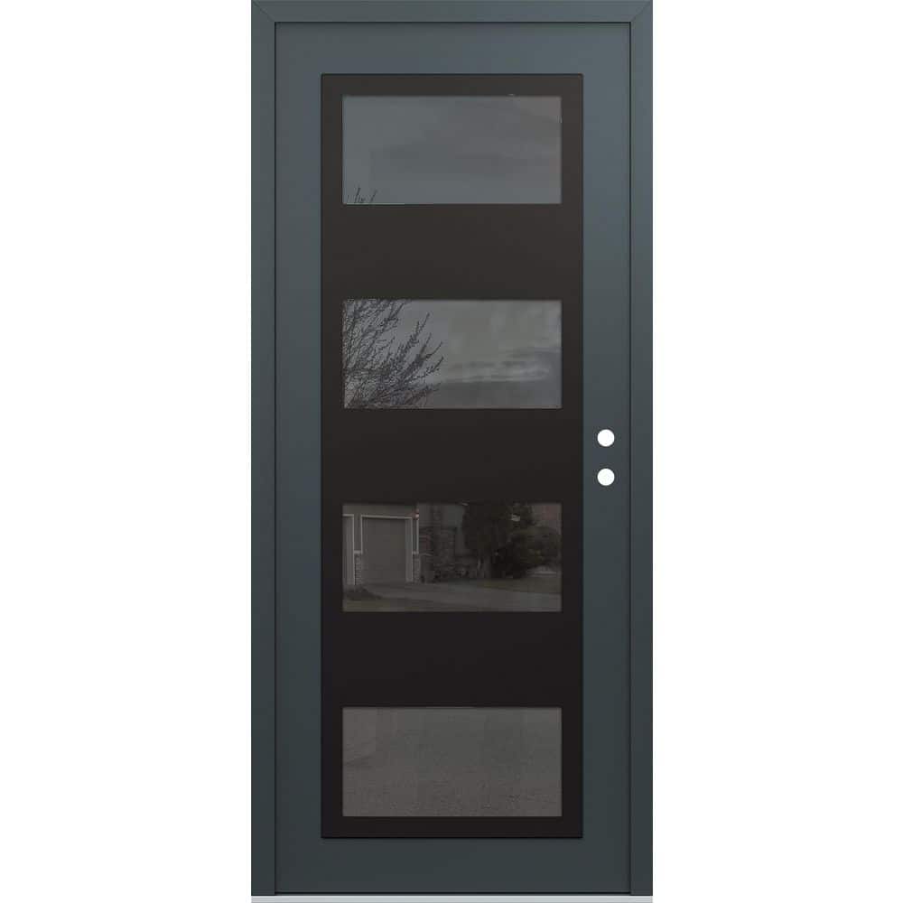 Tessari Doors C2 36 in. x 80 in. Black P Left-Hand/Inswing Mirrored ...