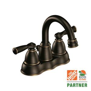 MOEN Banbury 4 in. Centerset 2-Handle High-Arc Bathroom Faucet in ...