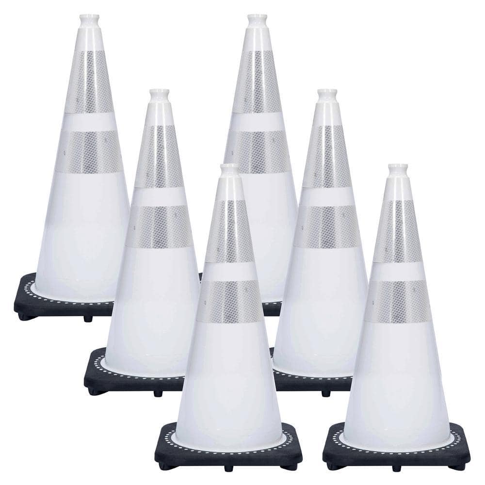 Mr. Chain 28 in. White Reflective Traffic Cones (6-Pack) 97571-6 - The ...