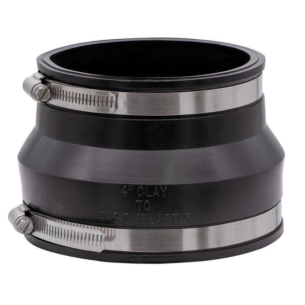 Fernco 4 in. Clay x 4 in. DWV Flexible PVC Coupling Fittings ...