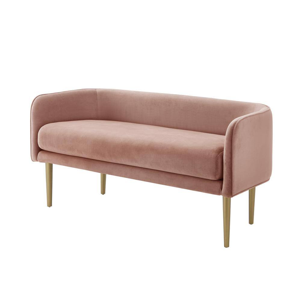 Inspired Home Mikaela Pink Blush Bench with Upholstered Velvet 23.6 in ...