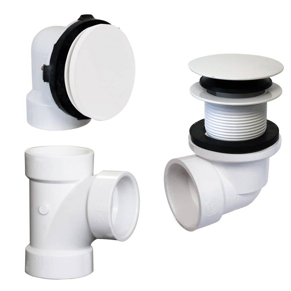 Illusionary Overflow, Sch. 40 PVC Plumbers Pack with Tip-Toe Bath Drain ...
