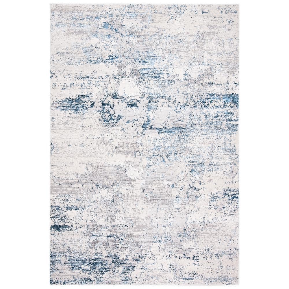 SAFAVIEH Amalfi Cream/Navy 8 ft. x 10 ft. Abstract Distressed Area Rug ...