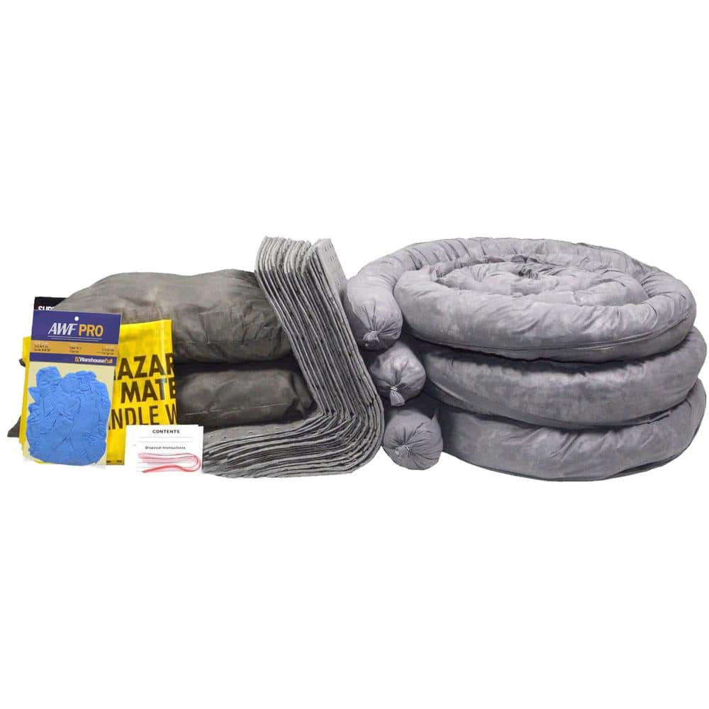 AWF PRO 20 Gal. Universal Spill Kit Essentials: 40 Pads, 3 Socks, 2 ...