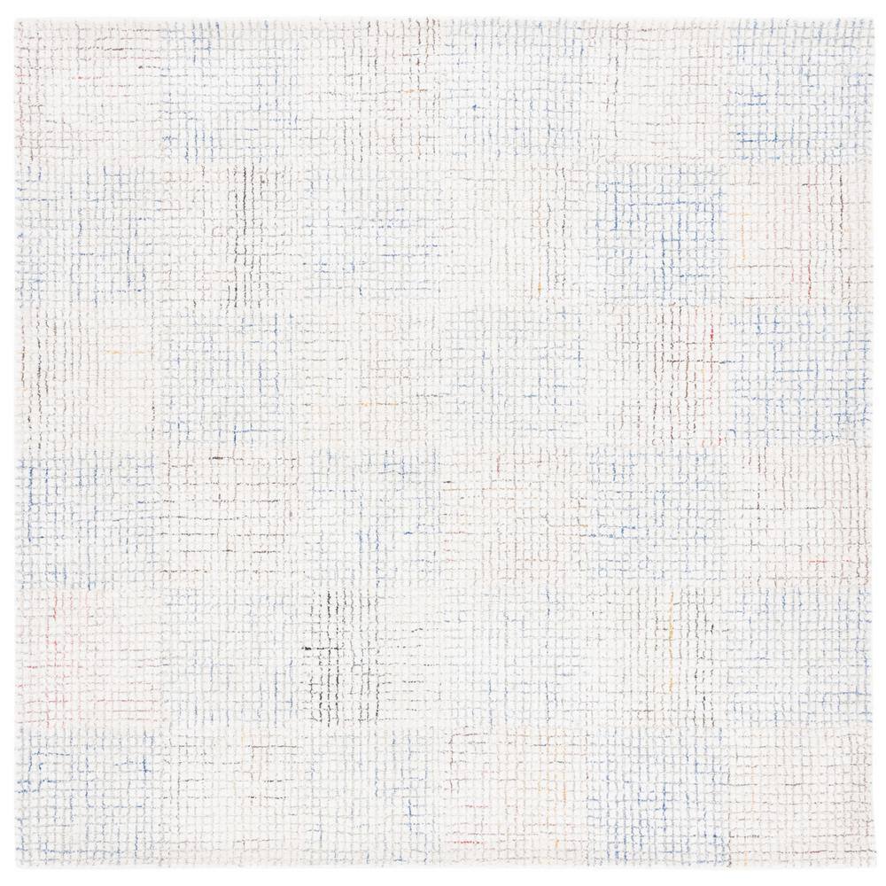 SAFAVIEH Abstract Ivory/Blue 6 ft. x 6 ft. Square Marled Square Area ...