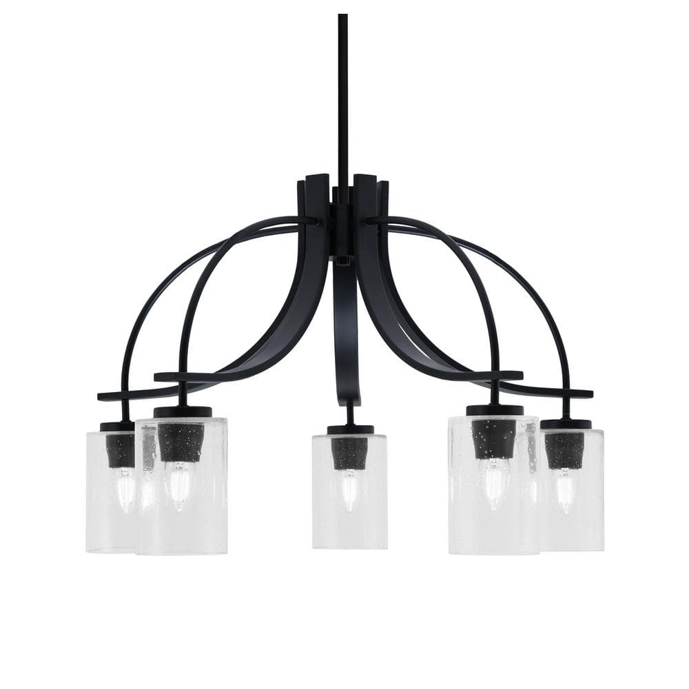 Olympia 16.5 in. 5-Light Black Downlight Chandelier Clear Bubble Glass ...