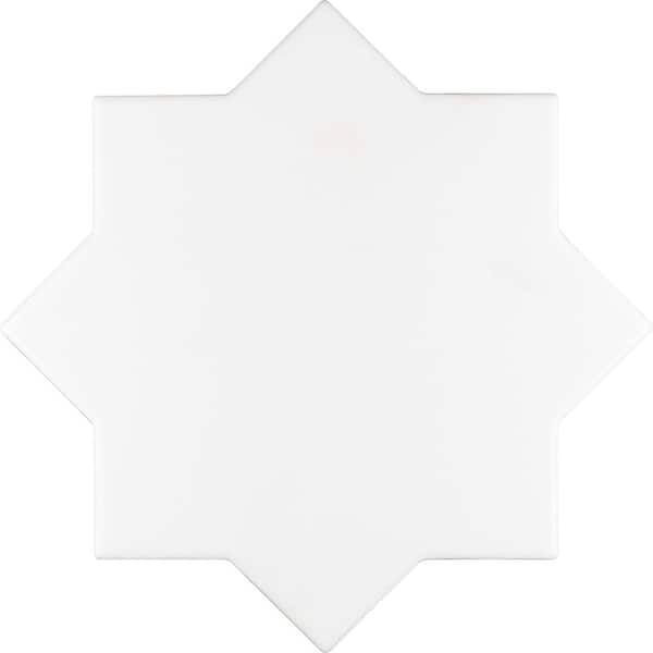 Apollo Tile Siena 5.35 in. x 5.35 in. Matte White Ceramic Star-Shaped ...
