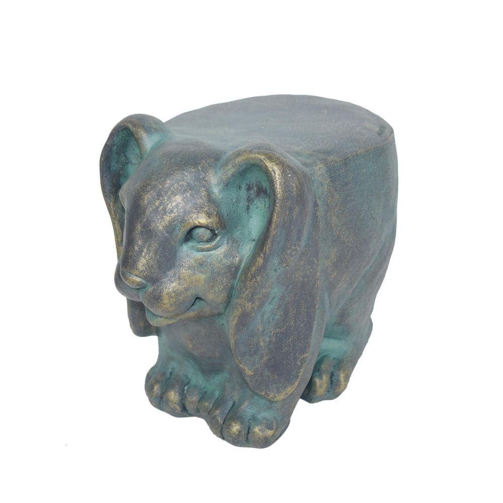 BOPOREA MEGO LLC Stone Rabbit Garden Stool with Gold Patina Finish ...