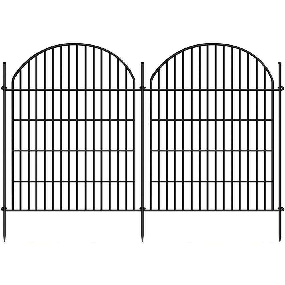 Justincity 10 Panels 8 in. Rustproof Metal Garden Fence with Gate ...
