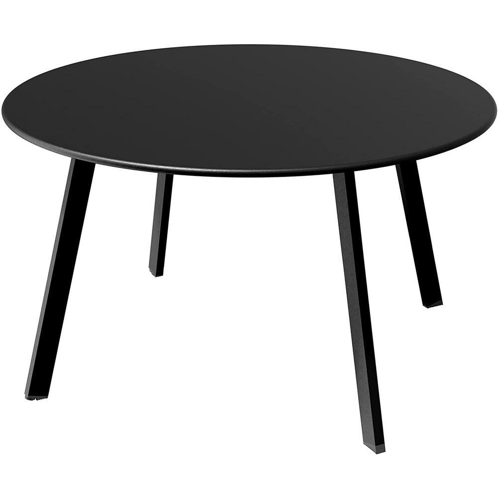 Angel Sar 27 in. Black Round Metal Outdoor Coffee Table Patio Side ...