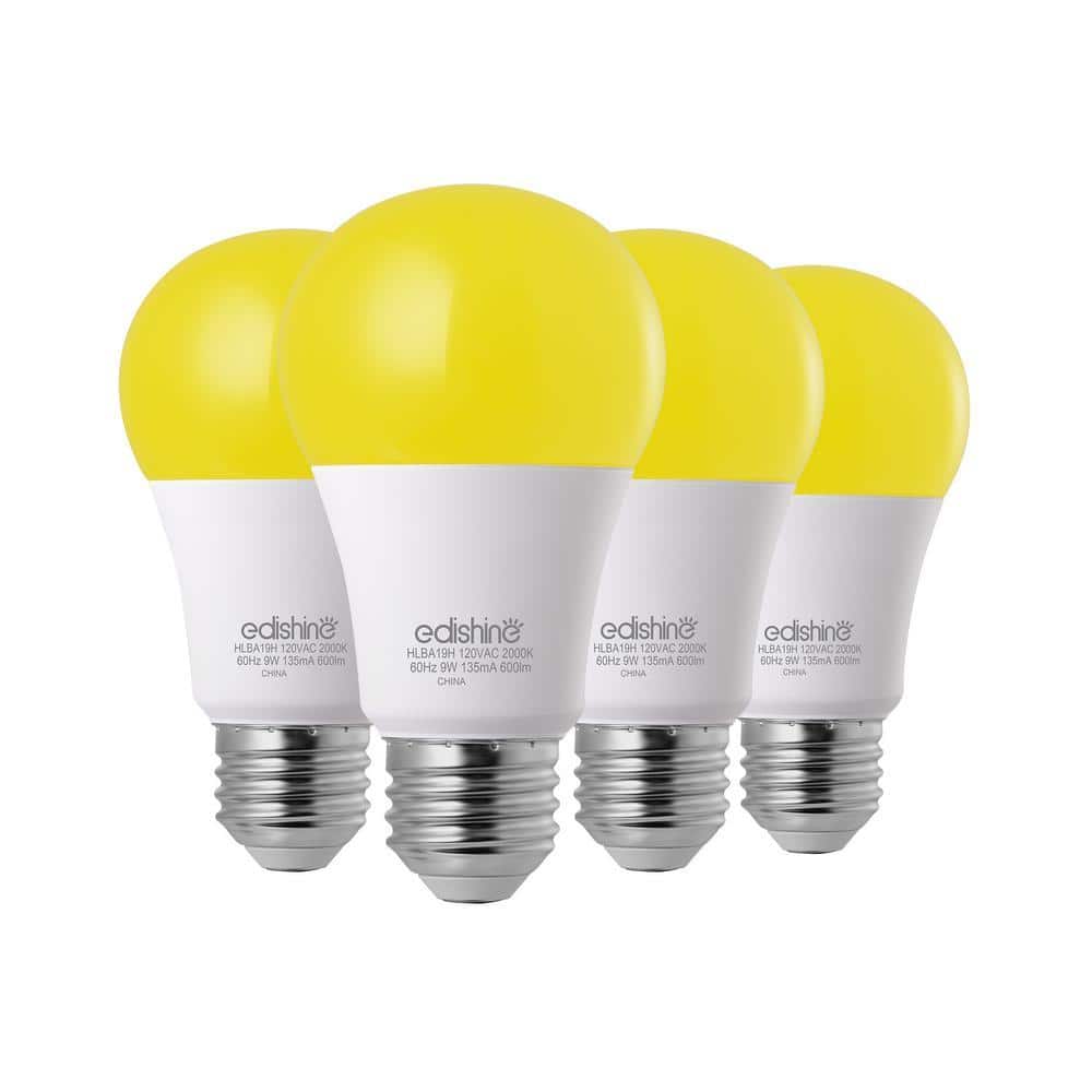 EDISHINE 60-Watt Equivalent Dusk to Dawn A19 Outdoor E26 Yellow LED Bug ...
