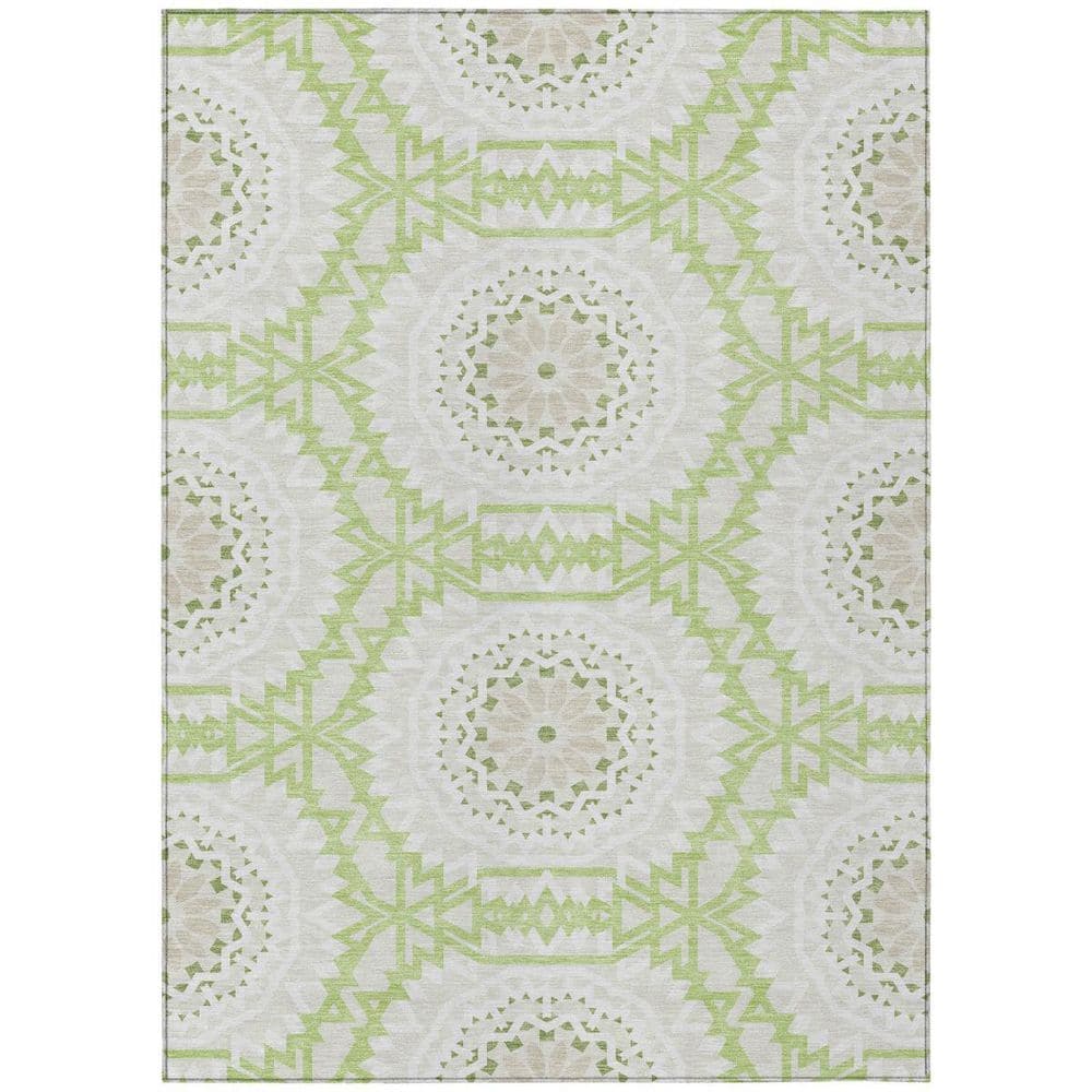 HomeRoots Artichoke Green, Olive Green, Tan 8 ft. x 10 ft. Woven Floral ...