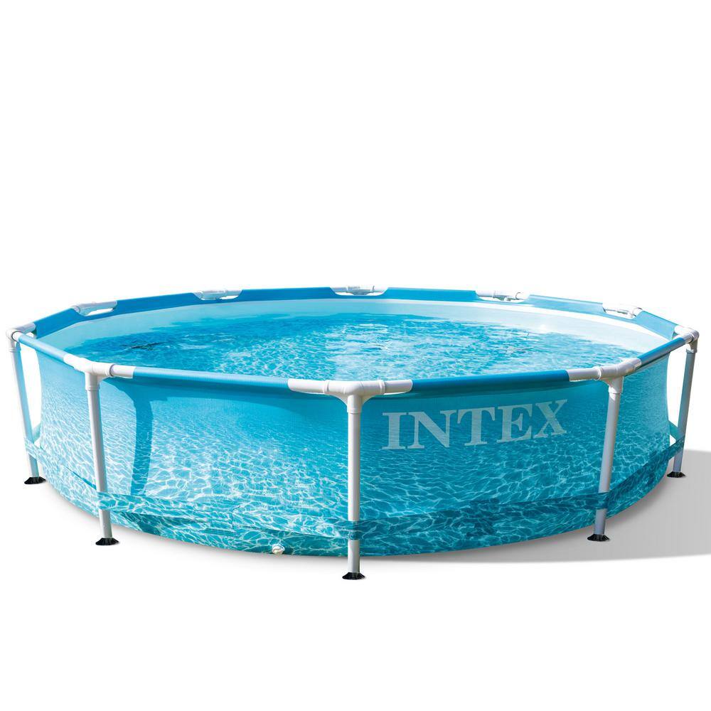 10 ft. x 30 in. Above Ground Steel Metal Frame Beachside Swimming Pool ...