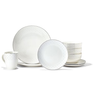 ELLE 16-Piece Casual White Porcelain Dinnerware Set (Service for 4 ...