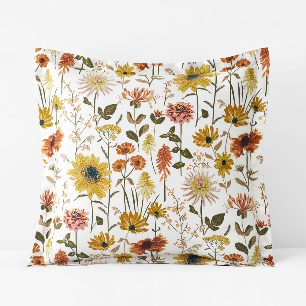 The Company Store Company Cotton Daisies Cream Multi Sateen Euro Sham ...