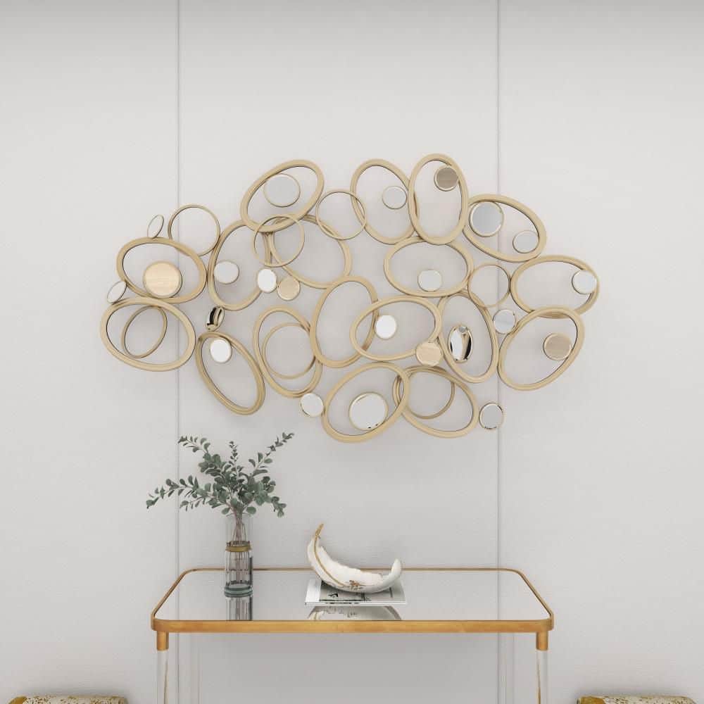 Litton Lane 60 in. x 33 in. Metal Silver Geometric Wall Decor with ...