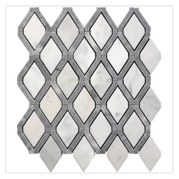 Apollo Tile Elysian 4 in. x 5 in. Polished White, Charcoal Gray Marble ...