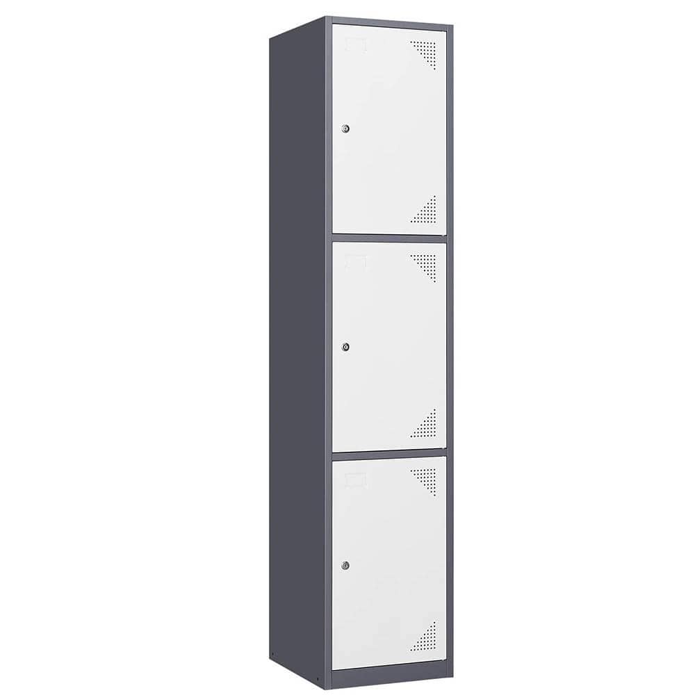 LISSIMO 3-Tier Metal Locker for Home, Dressing Room, 71 in. Steel ...