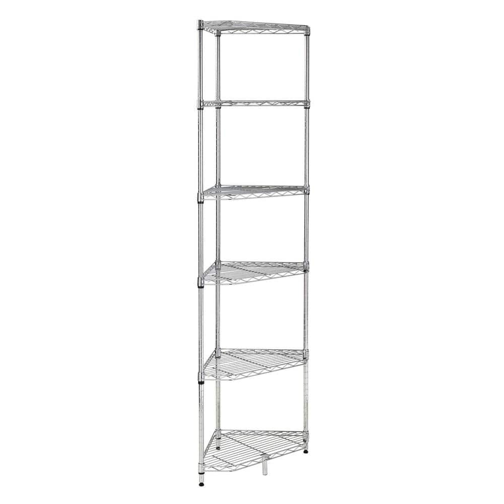 Honey Can Do Steel 22 in. W x 72 in.H x 22 in.D 6-Tier Triangle Corner ...