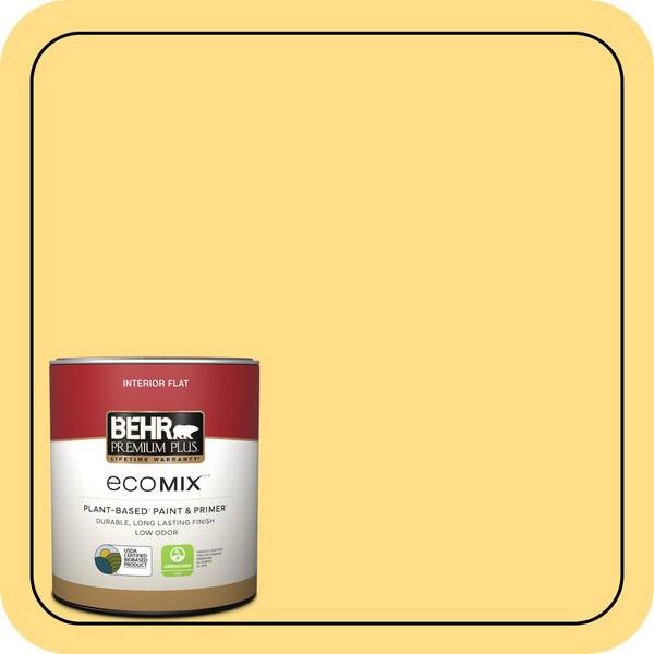 BEHR PREMIUM PLUS 1 qt. #330B-5 Yellow Corn Flat EcoMix Plant-Based ...